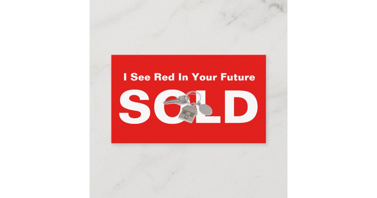 Red Real Estate Agent Sold Sign Business Card | Zazzle