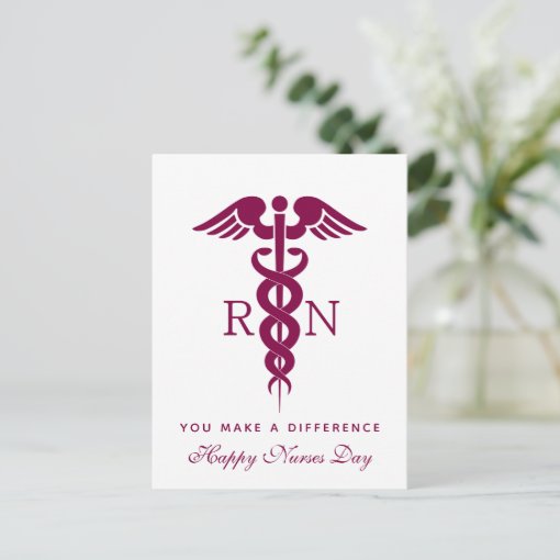 Red Red Caduceus Nurse Medical Symbol Postcard | Zazzle