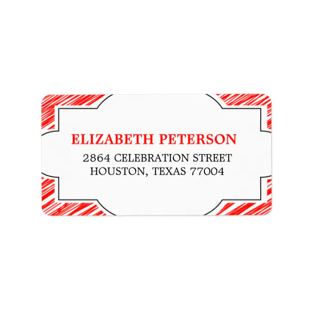 Red Retro frame holiday address label | Zazzle