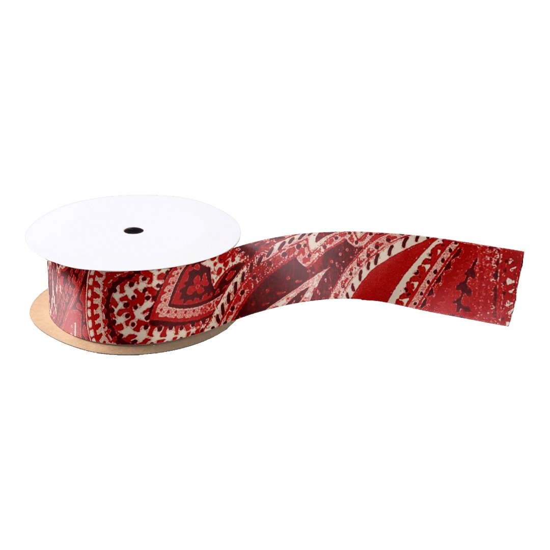 Red Retro Paisley Bandanna/Bandana Satin Ribbon | Zazzle