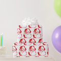 Red Retro Santa Claus Wrapping Paper | Zazzle