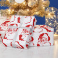 Red Retro Santa Claus Wrapping Paper | Zazzle