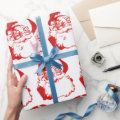 Red Retro Santa Claus Wrapping Paper | Zazzle