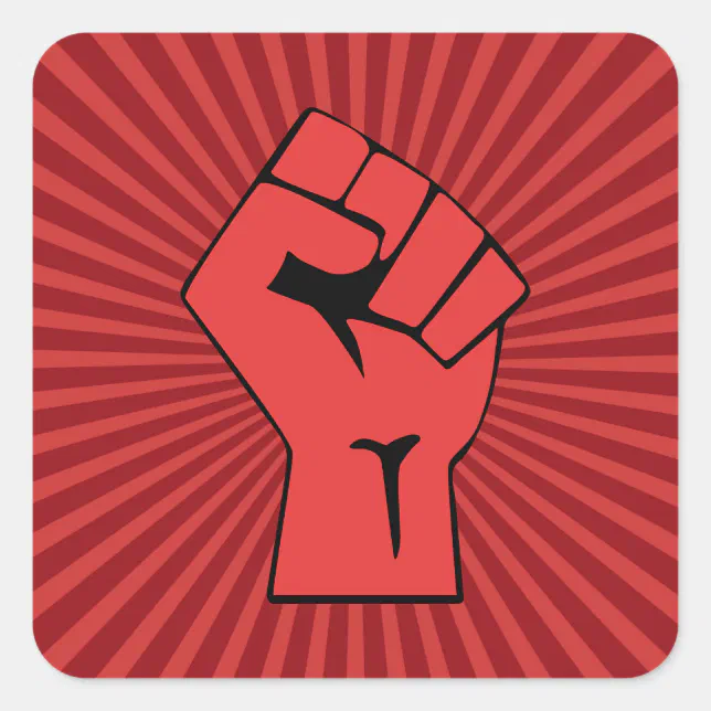 Red Revolutionary Fist Square Sticker | Zazzle
