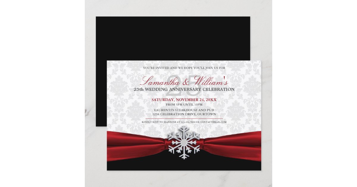 Red Ribbon Anniversary Party Invitation | Zazzle