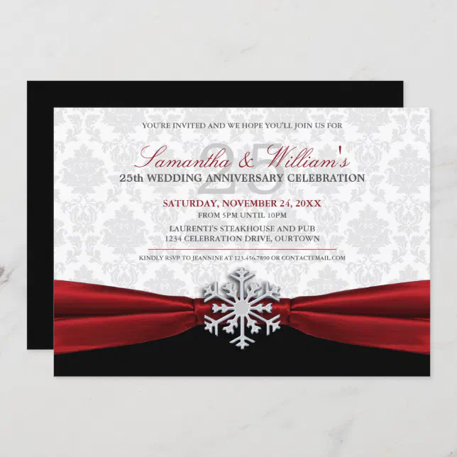 Red Ribbon Anniversary Party Invitation | Zazzle