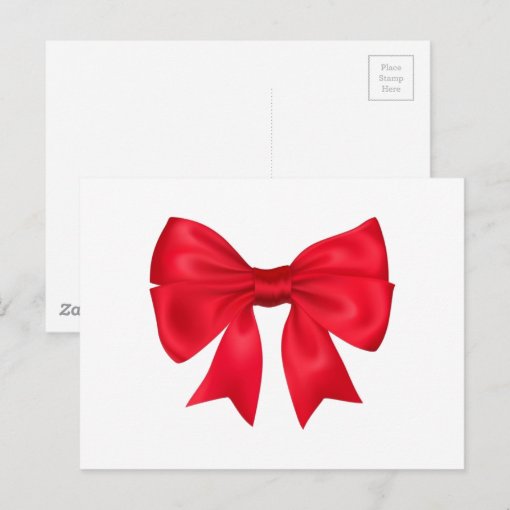 Red Ribbon Bow Postcard | Zazzle