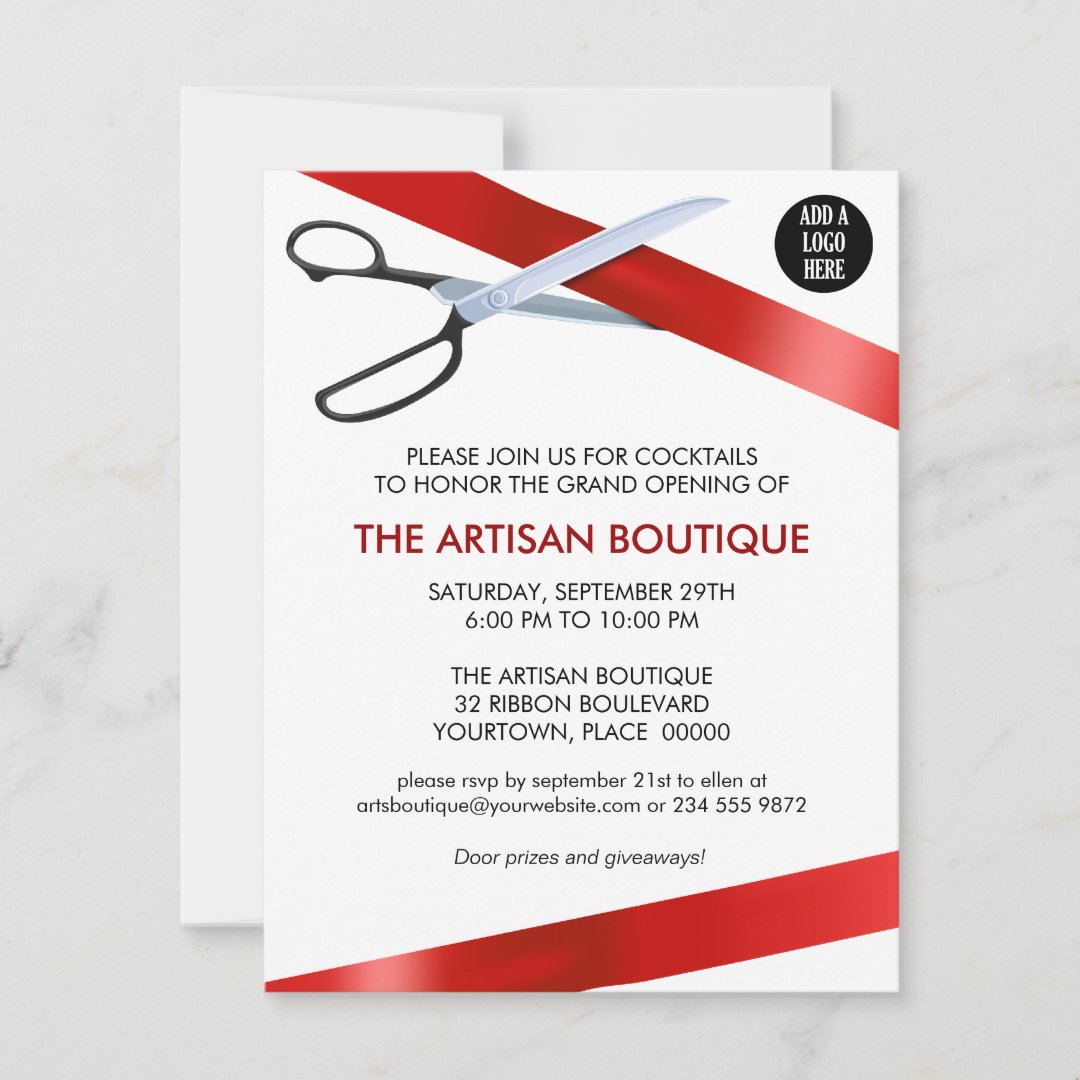 Red Ribbon Cutting Grand Opening Invitation | Zazzle