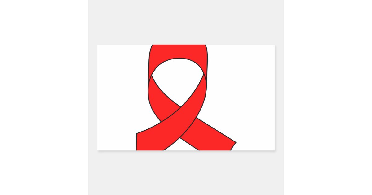 Red Ribbon Drawing Rectangular Sticker | Zazzle