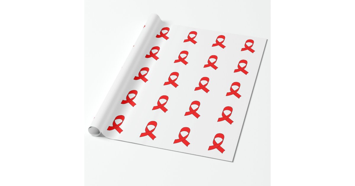 Red Ribbon Drawing Wrapping Paper | Zazzle