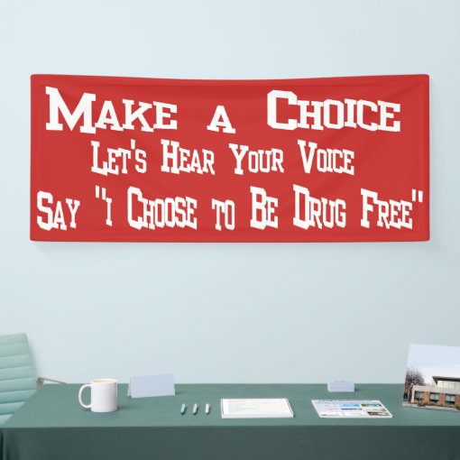 Red Ribbon Drug Free Say No To Drugs Banner | Zazzle