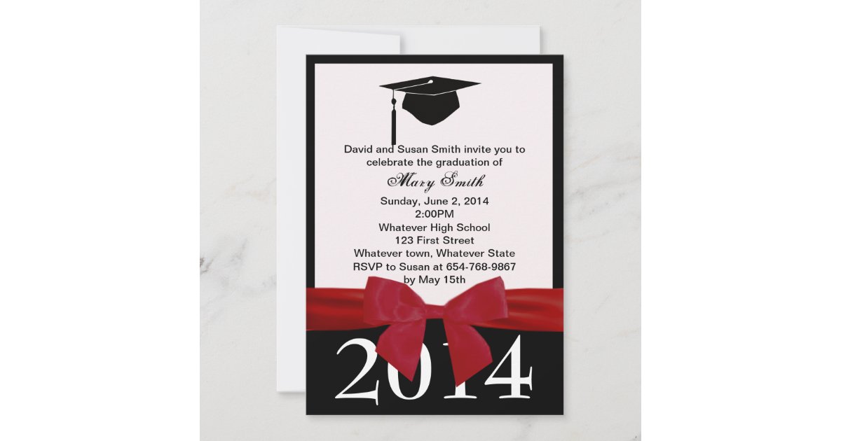 Red Ribbon Graduation Invitation | Zazzle