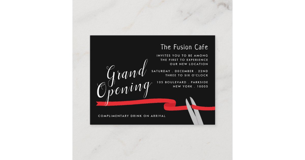 Red Ribbon, Grand Opening Ceremony Card | Zazzle
