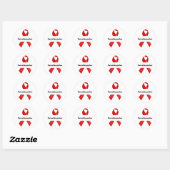 Red ribbon HIV Aids awareness | Personalize Classic Round Sticker | Zazzle