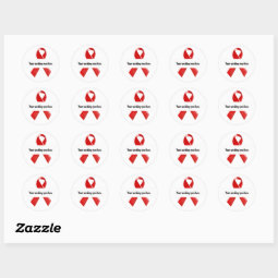 Red ribbon HIV Aids awareness | Personalize Classic Round Sticker | Zazzle