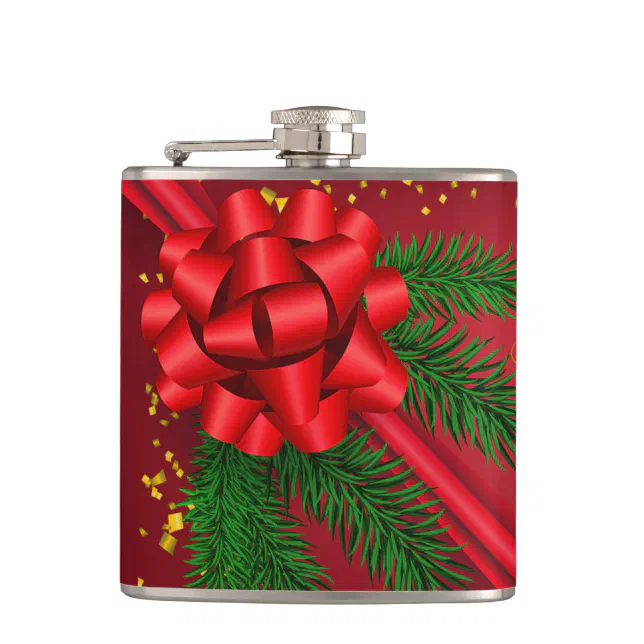 Red Ribbon Mural Flask | Zazzle