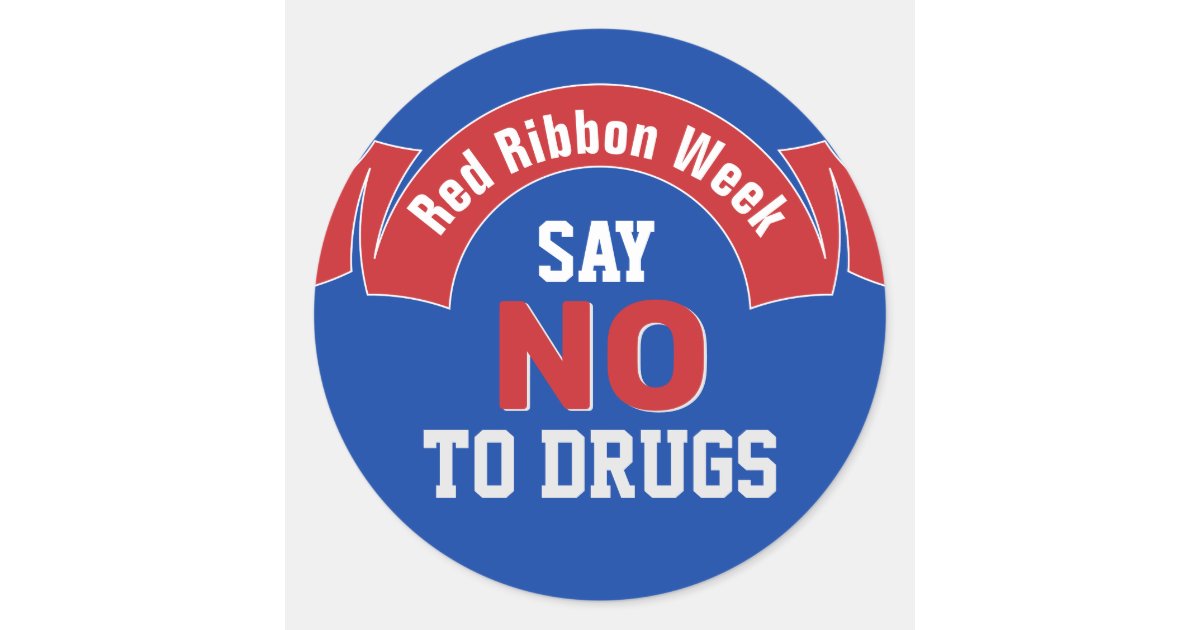 Red Ribbon Say No Classic Round Sticker | Zazzle