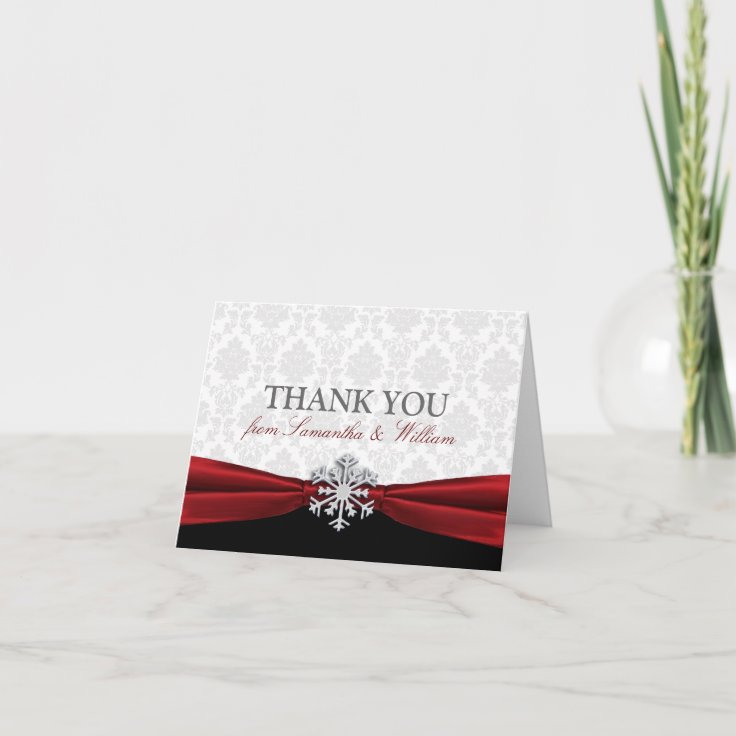 Red Ribbon Thank You Card | Zazzle