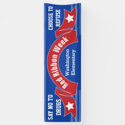 Red Ribbon Week - Drug Free Banner Modern Blue | Zazzle