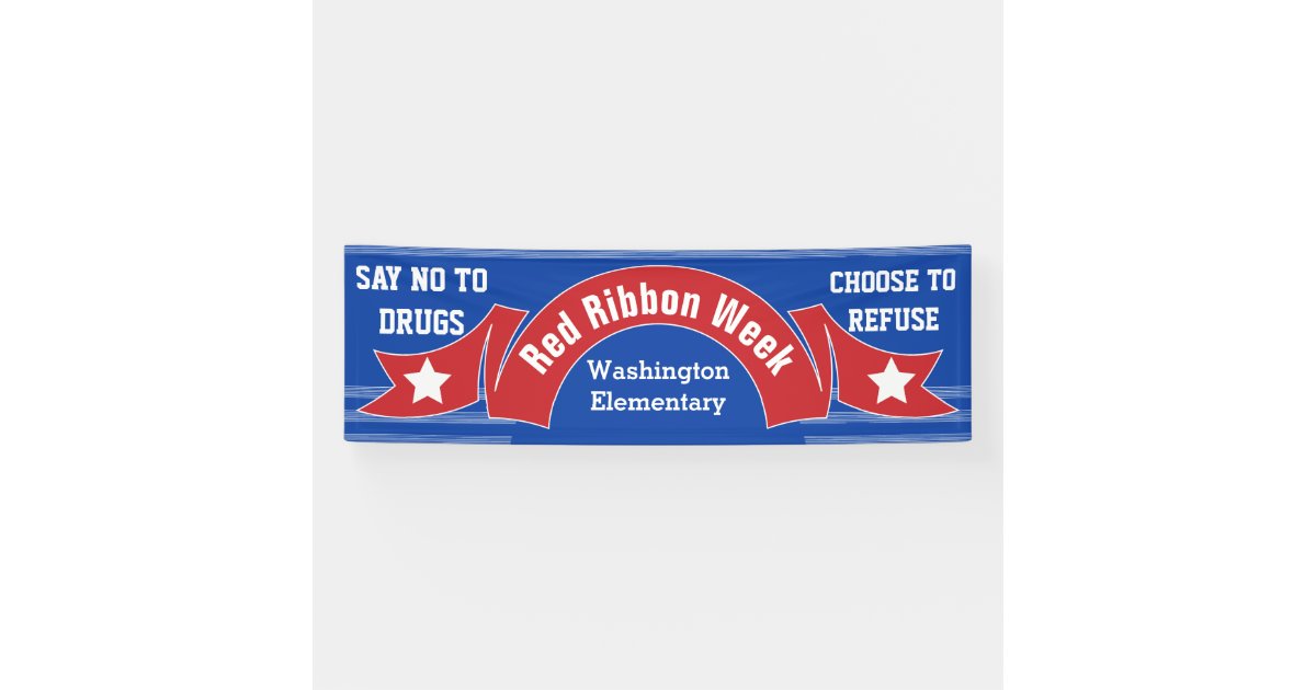 Red Ribbon Week - Drug Free Banner Modern Blue | Zazzle