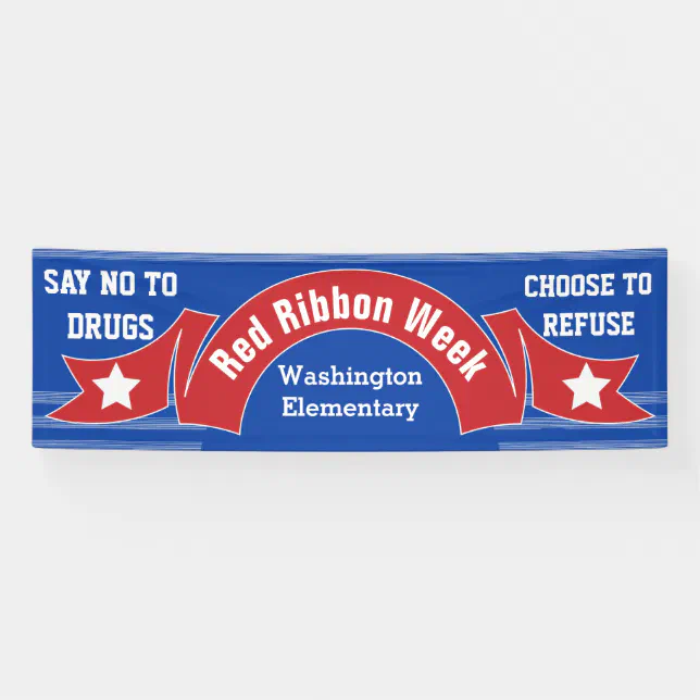 Red Ribbon Week - Drug Free Banner Modern Blue | Zazzle