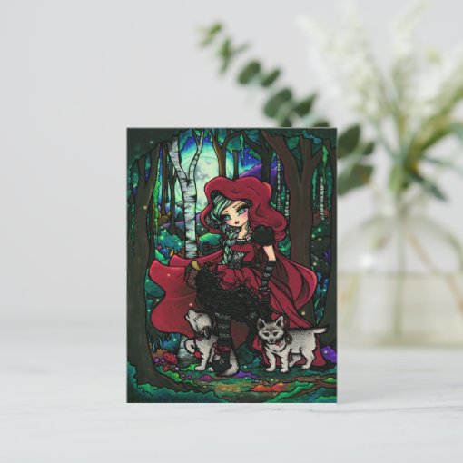 Red Riding Hood Fairytale Art Postcard | Zazzle