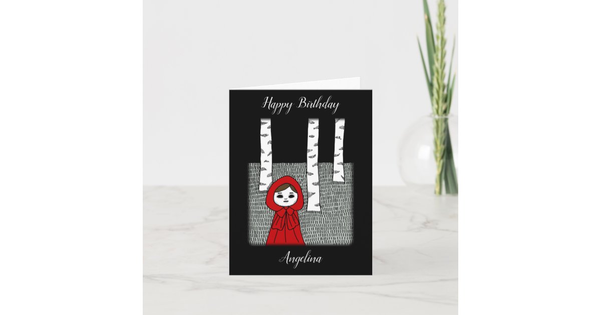 Red Riding hood Goblin Core custom Birthday Card | Zazzle