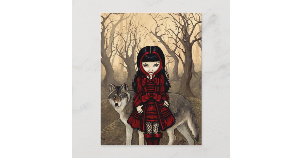 "Red Riding Hood in Autumn" Postcard | Zazzle