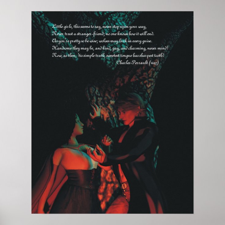 Red Riding Hood Werewolf Poster with Perrault Poem | Zazzle
