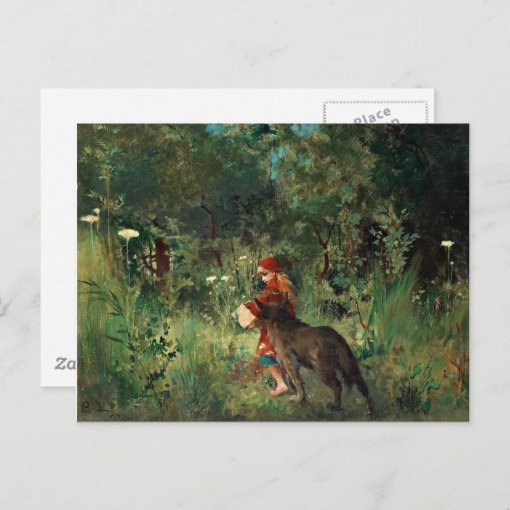 Red Riding Hood with Wolf Postcard | Zazzle