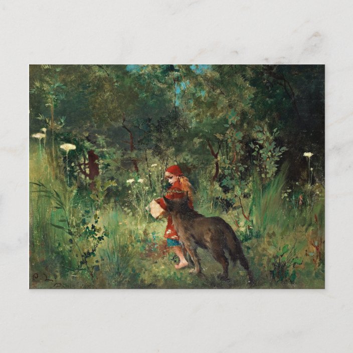 Red Riding Hood with Wolf Postcard | Zazzle.com