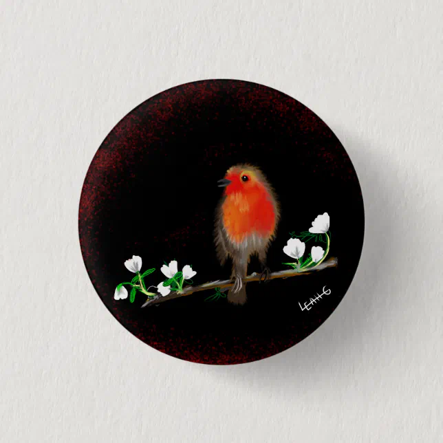 Red Robin badges buttons, original art drawing Pinback Button | Zazzle