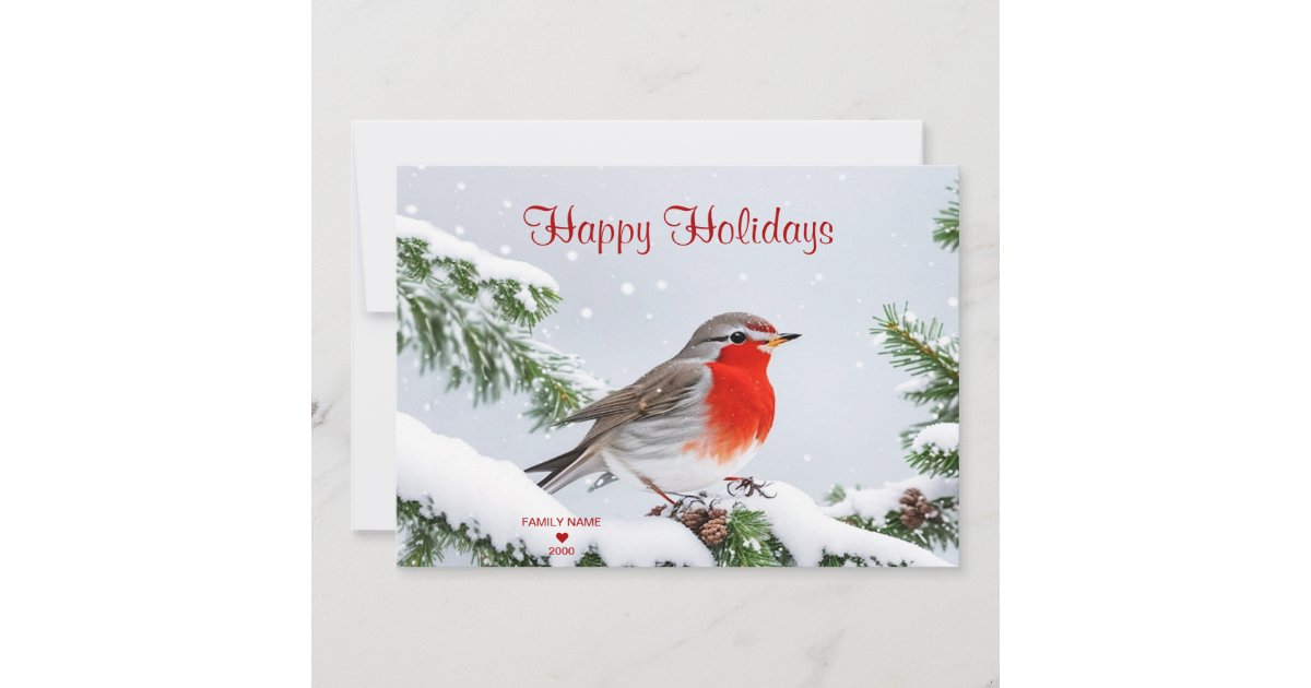 Red Robin Holiday Christmas Card | Zazzle