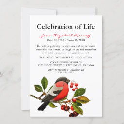 Red Robin | Spring Bird Celebration Of Life Invitation | Zazzle