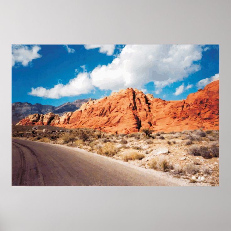 Red Rock Canyon Nevada Vector Graphic Poster | Zazzle