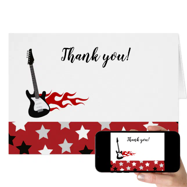 Red Rock Star Folded Thank you Card | Zazzle