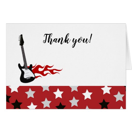 Red Rock Star Folded Thank you Card | Zazzle