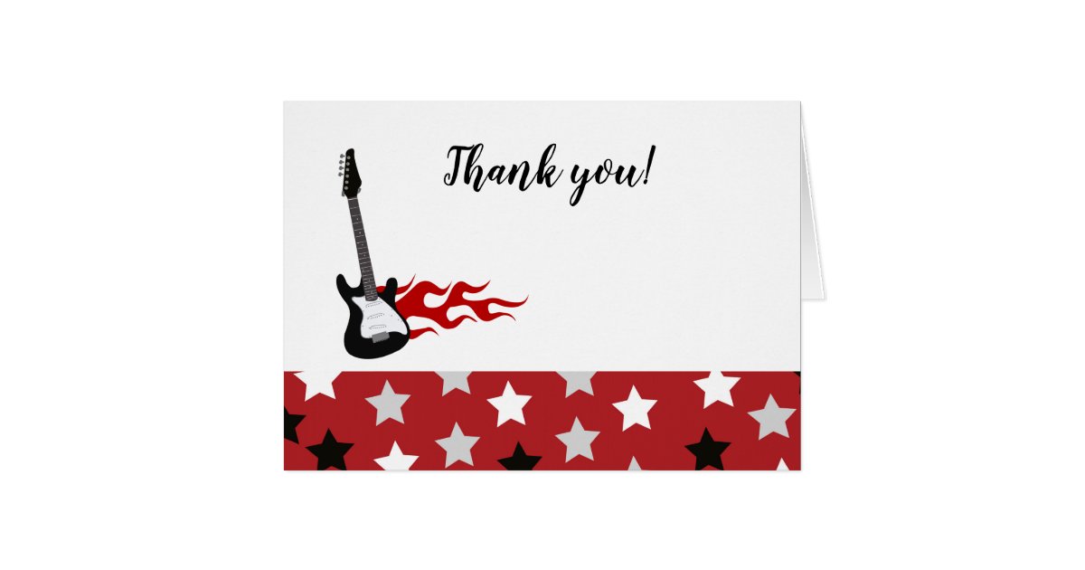 Red Rock Star Folded Thank you Card | Zazzle
