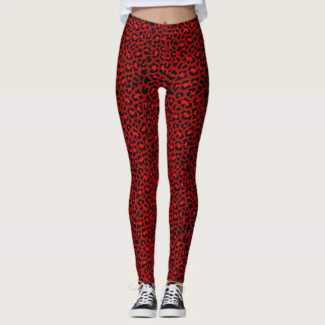 Red Rockabilly Psychobilly Leopard Print Punk Leggings | Zazzle