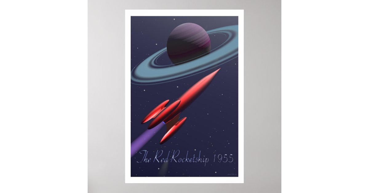 Red Rocketship Poster | Zazzle