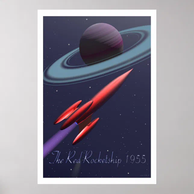 Red Rocketship Poster | Zazzle