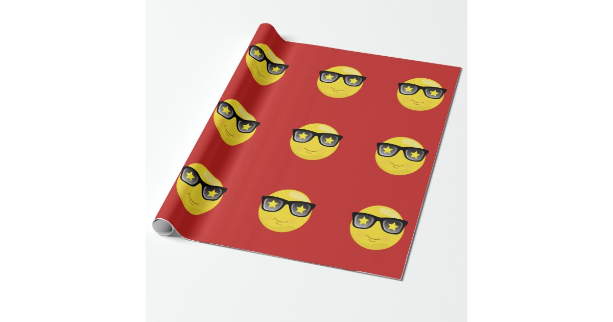 Red RockStar Emoji Wrapping Paper | Zazzle