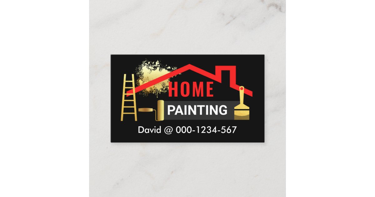 Red Roof Paint Splatter Painting Service Business Card | Zazzle