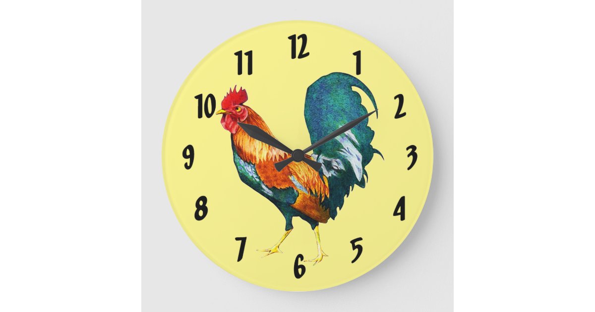 Red Rooster Bird Animal Clock | Zazzle