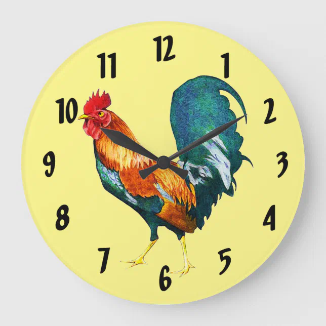 Red Rooster Bird Animal Clock | Zazzle
