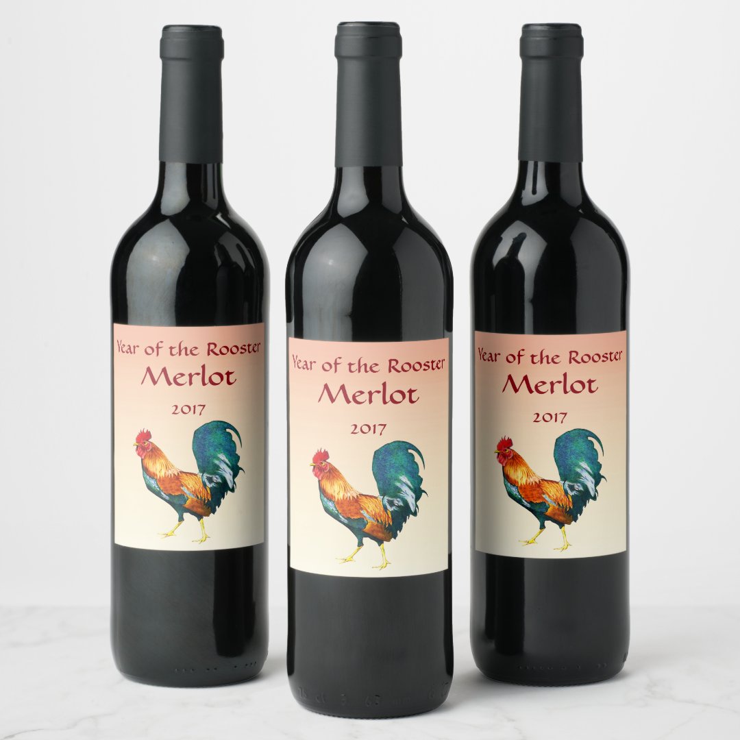 Red Rooster Bird Wine Label | Zazzle