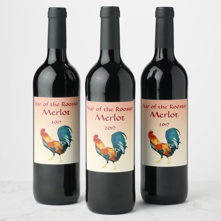 Red Rooster Bird Wine Label | Zazzle