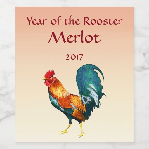 Red Rooster Bird Wine Label | Zazzle