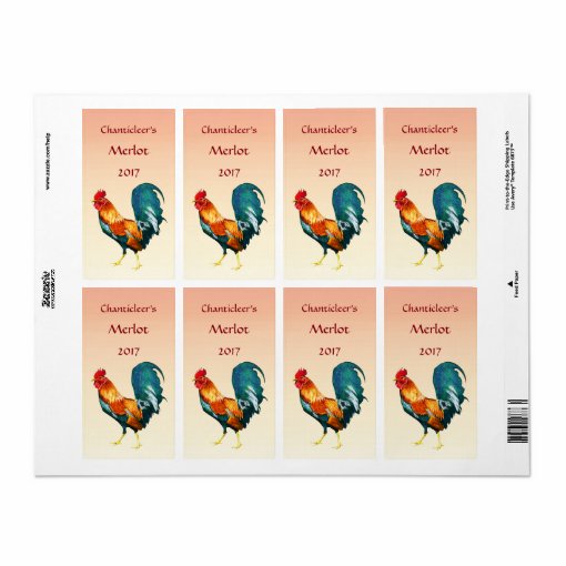 Red Rooster Bird Wine Labels | Zazzle