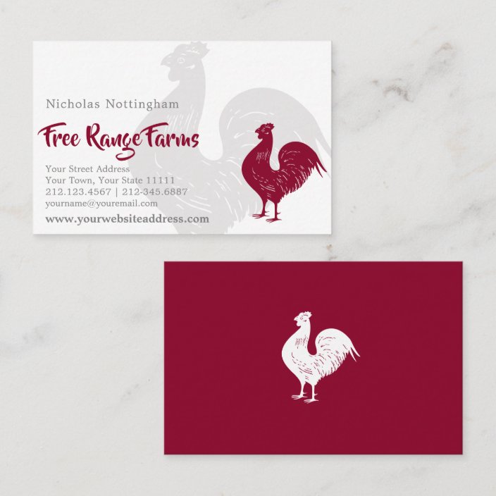 Red Rooster Poultry Farm or Restaurant Business Card | Zazzle.com